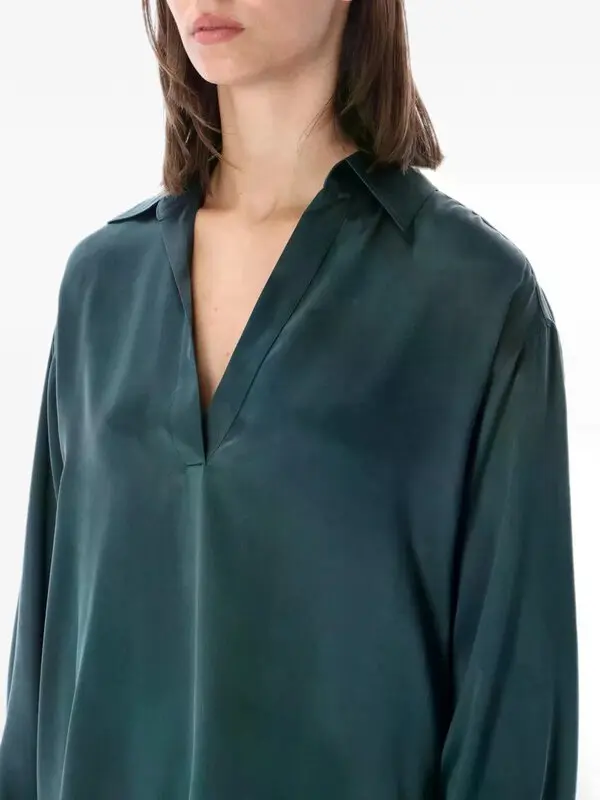 TOM FORD Silk Satin Polo With Embroidered Logo - Green