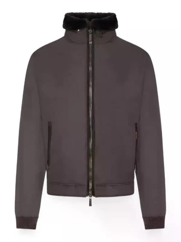 MOORER Shearling-collar Zip-up Jacket