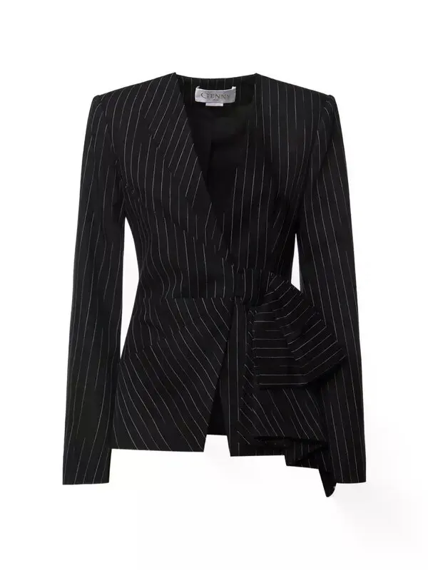 GENNY Pinstripe-pattern Knotted Jacket