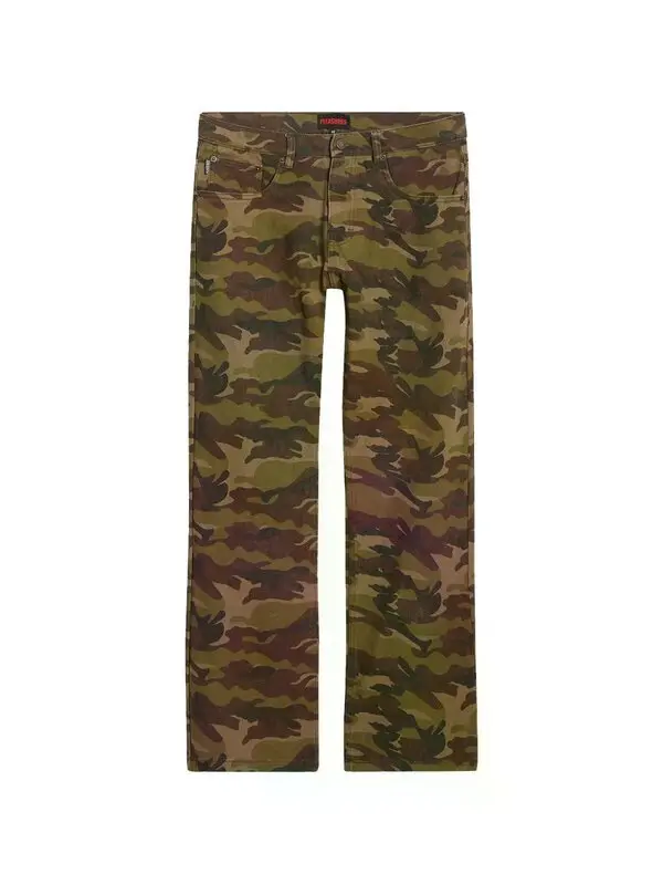PLEASURES Camouflage Print Flared Jeans - Green