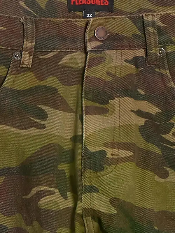 PLEASURES Camouflage Print Flared Jeans