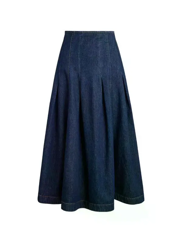 Polo Ralph Lauren Pleated Denim Midi Skirt