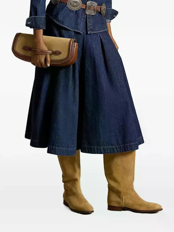 Polo Ralph Lauren Pleated Denim Midi Skirt