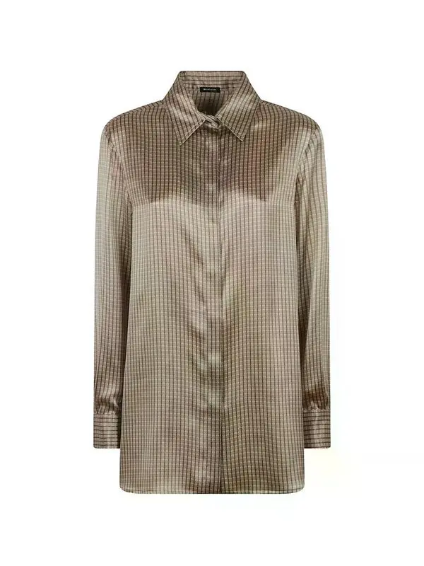 Kiton Checked Silk Shirt - Brown