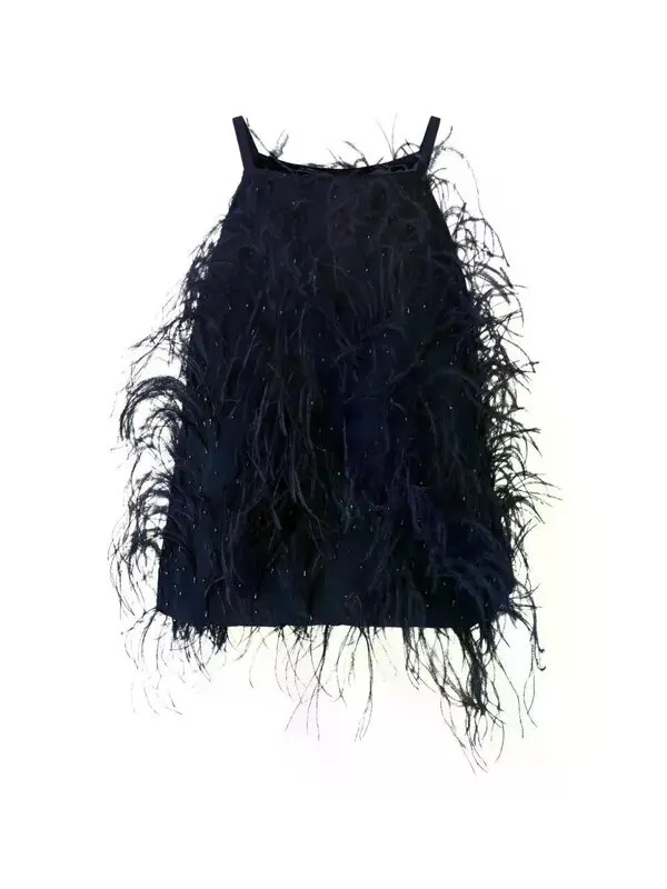 Pinko Feather-trim Sequin-embellished Top