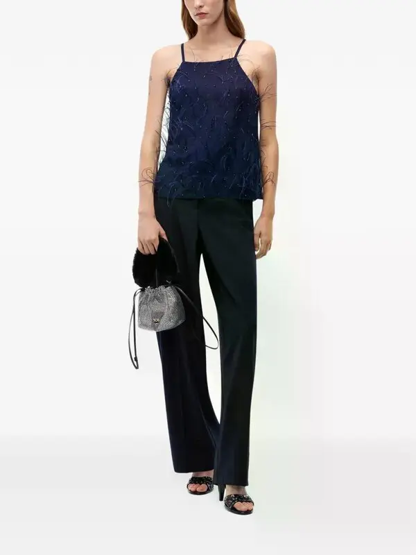 Pinko Feather-trim Sequin Embellished Top - Blue