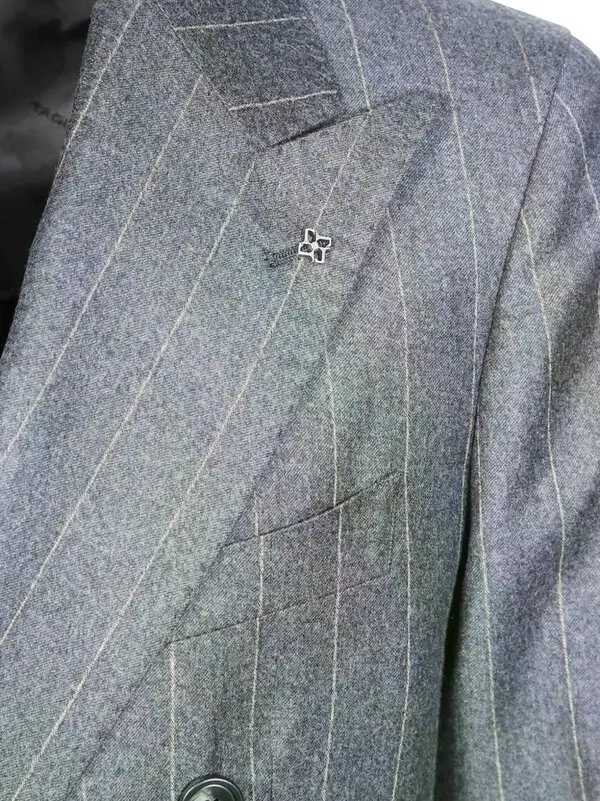 Tagliatore Vesuvio Pinstripe Double-breasted Suit - Grey