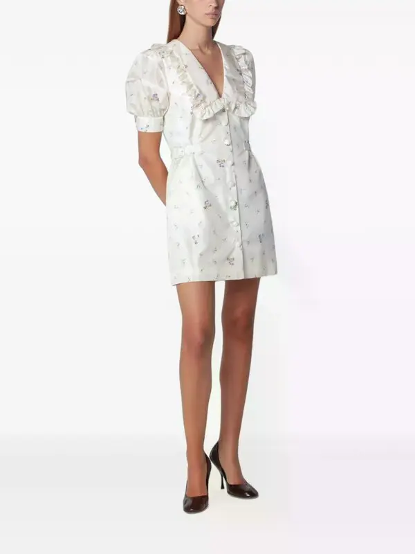 Alessandra Rich Floral-print Ruffled-collar Dress