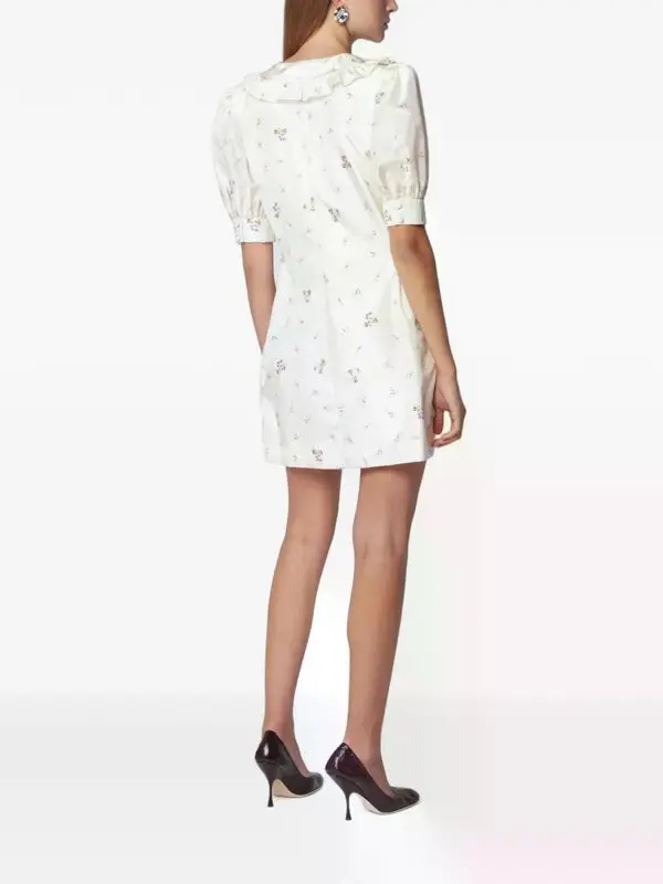 Alessandra Rich Floral-print Ruffled-collar Dress