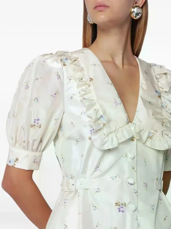 Alessandra Rich Floral-print Ruffled-collar Dress