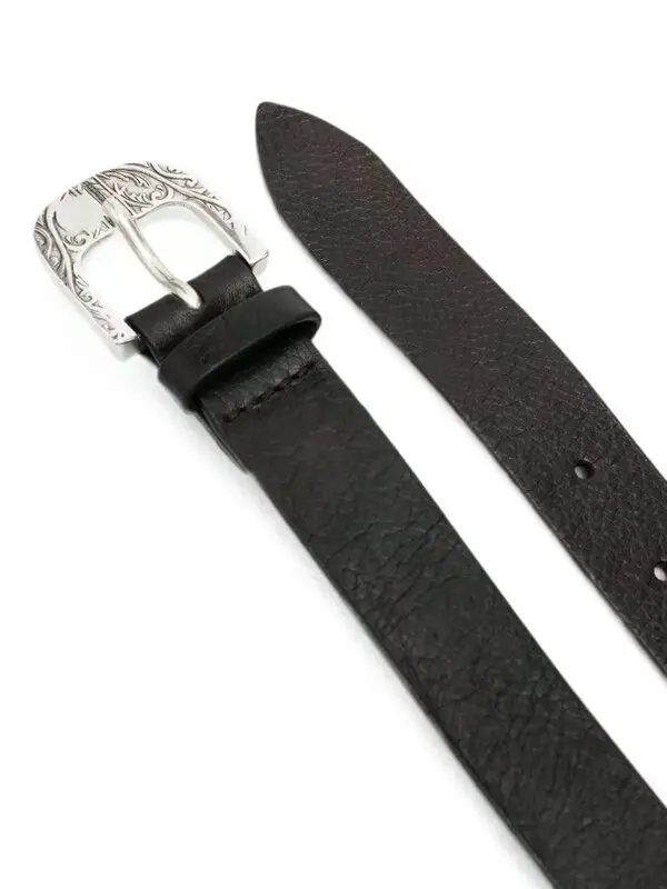 Orciani Engraved-buckle Leather Belt