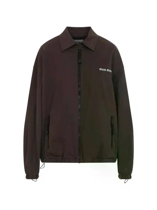 Miu Miu Washed Gabardine Blouson Jacket - Brown