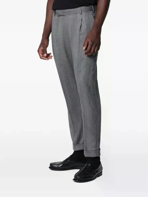 PT TORINO Herringbone-pattern Pleated Trousers