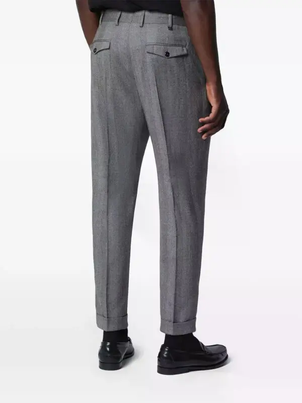 PT TORINO Herringbone-pattern Pleated Trousers