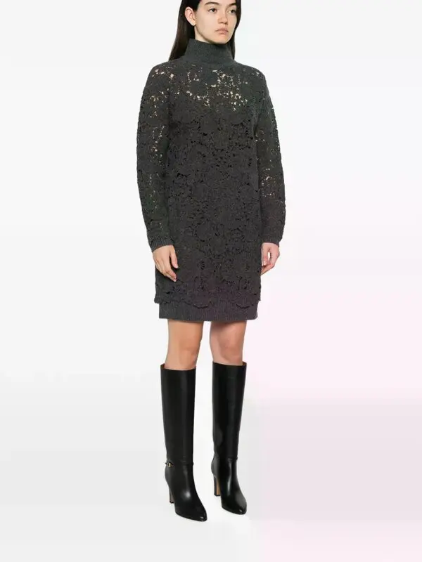 ERMANNO FIRENZE Lace-knit Roll-neck Midi Dress