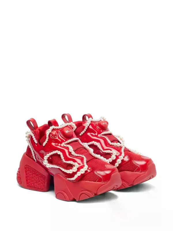 REEBOK Instapump Fury Faux-pearl Embellished Sneakers - Red