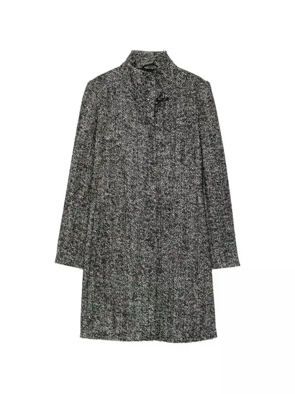FAY Herringbone-pattern Funnel-neck Coat