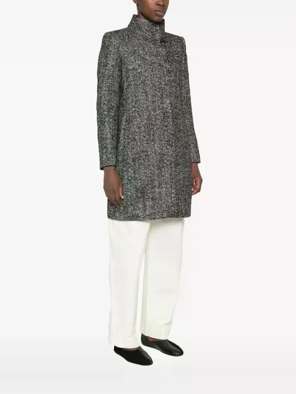 FAY Herringbone-pattern Funnel-neck Coat