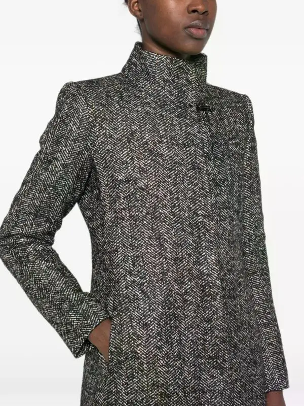 FAY Herringbone-pattern Funnel-neck Coat