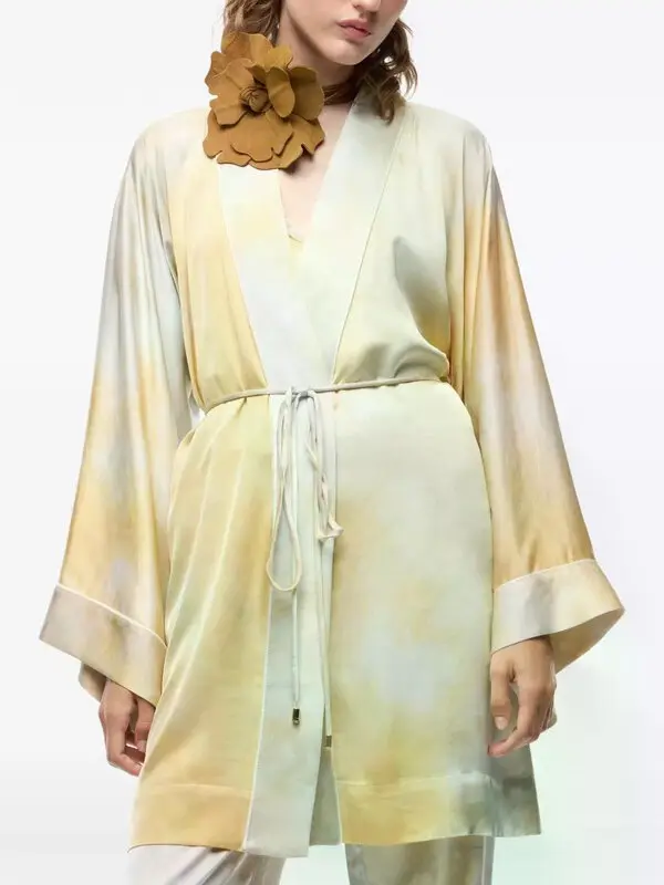 Pinko Gradient Satin Kimono With Belt