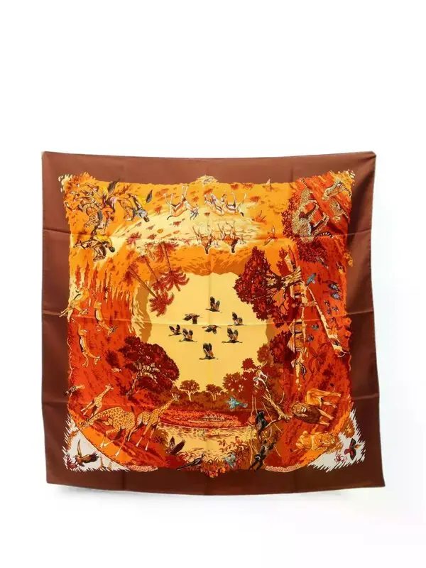 Hermès 2010s Africa Silk Scarf - Orange