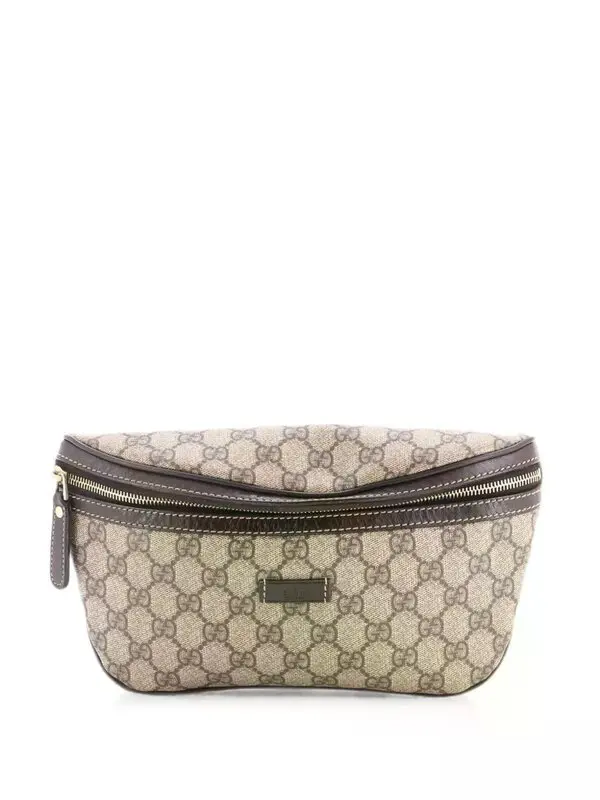 Gucci Gg Coated Canvas With Leather Small Belt Bag - Brown