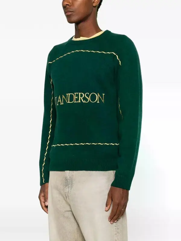 JW Anderson Logo Embroidered Wavy-stitch Sweater