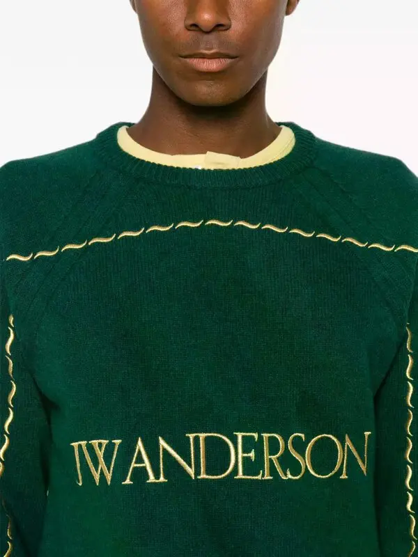 JW Anderson Logo Embroidered Wavy-stitch Sweater