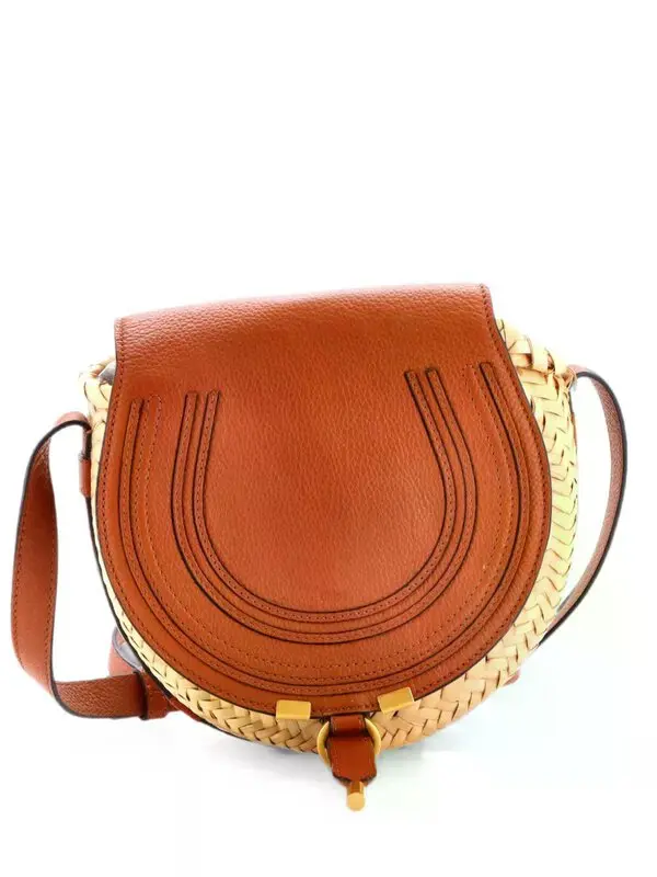 Chloé Marcie Basket Raffia And Leather Small Crossbody Bag - Brown