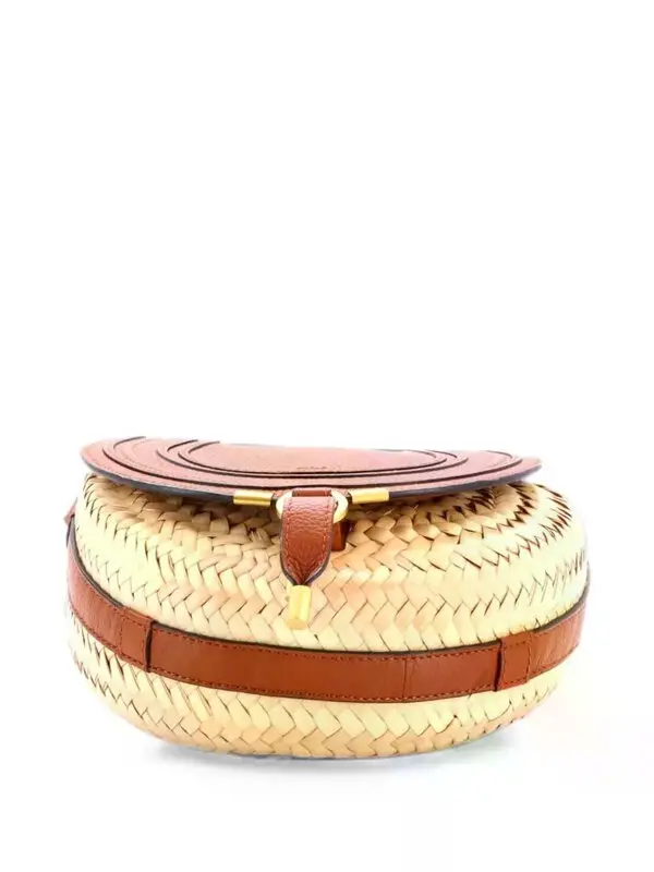 Chloé Marcie Basket Raffia And Leather Small Crossbody Bag