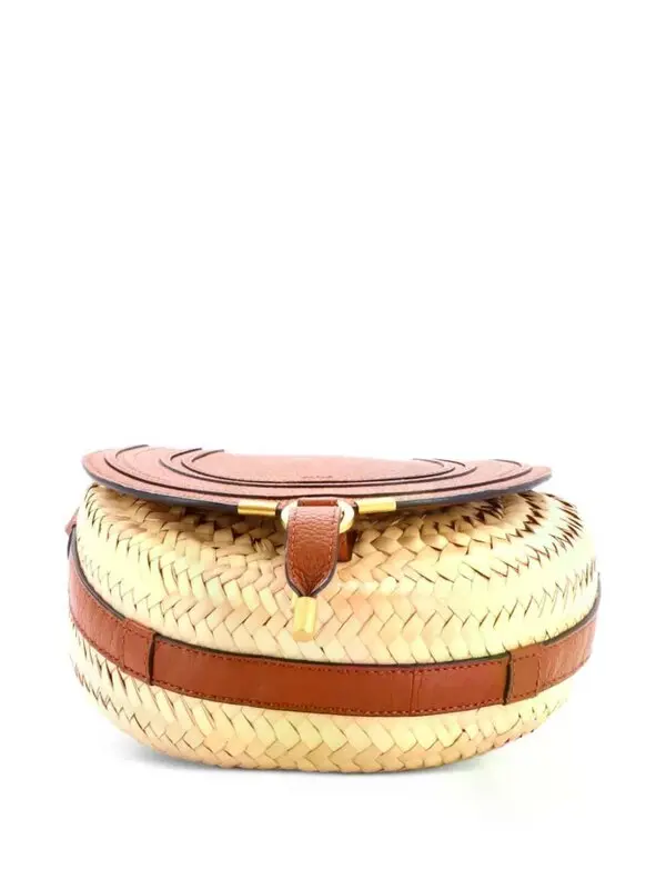 Chloé Marcie Basket Raffia And Leather Small Crossbody Bag