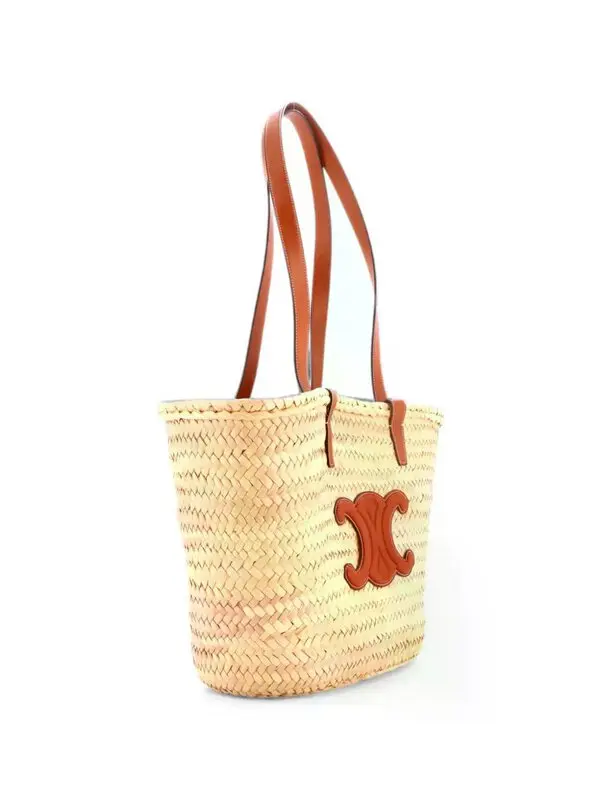 Celine Triomphe Basket Raffia With Leather Large Shoulder Bag