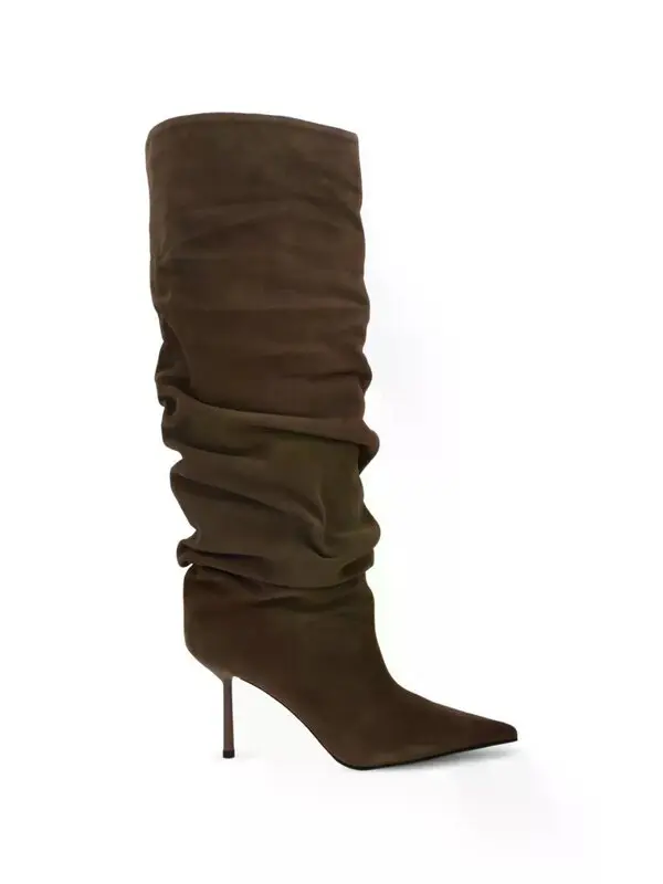 LE SILLA Bella Ruched-shaft Pointed-toe Stiletto Boots - Brown