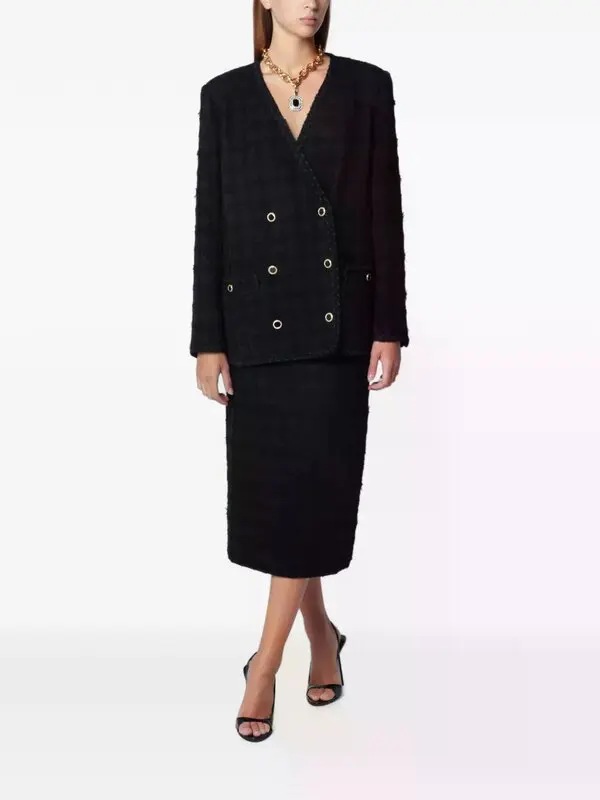 Alessandra Rich Bouclé Check Skirt