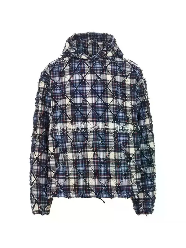PLEASURES Mystic Check Frayed-edge Hoodie