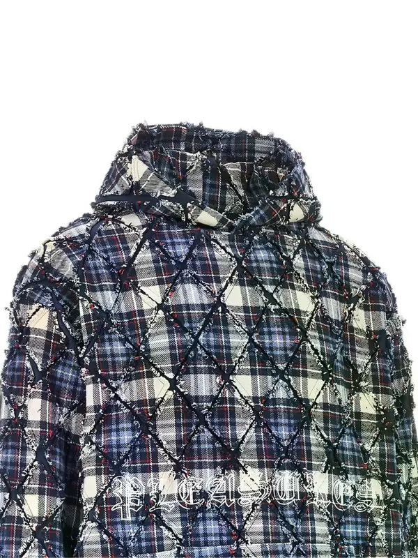 PLEASURES Mystic Check Frayed-edge Hoodie