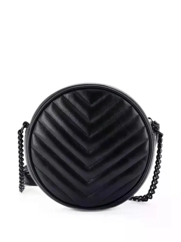 Saint Laurent Vinyle Round Camera Bag Matelasse Chevron Leather Crossbody Bag