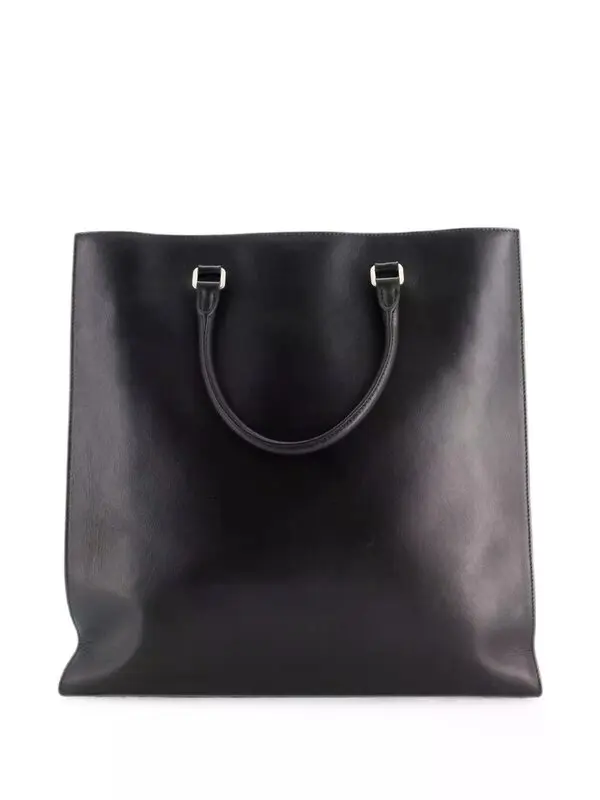 Prada Triangle Logo Convertible Open Leather Large Tote Bag