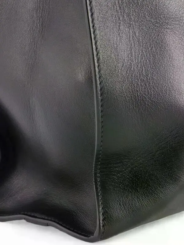 Prada Triangle Logo Convertible Open Leather Large Tote Bag