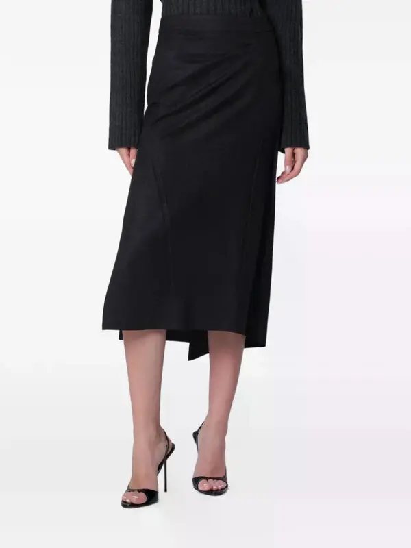Victoria Beckham Pressed Tailored Midi Skirt - Black