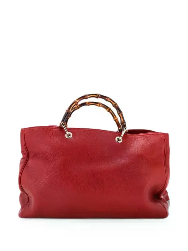 Gucci Bamboo Shopper Leather Large Tote Bag - Red