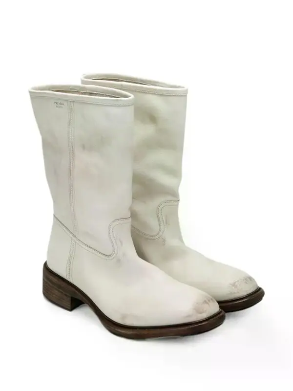 Prada Vintage-effect Leather Boots