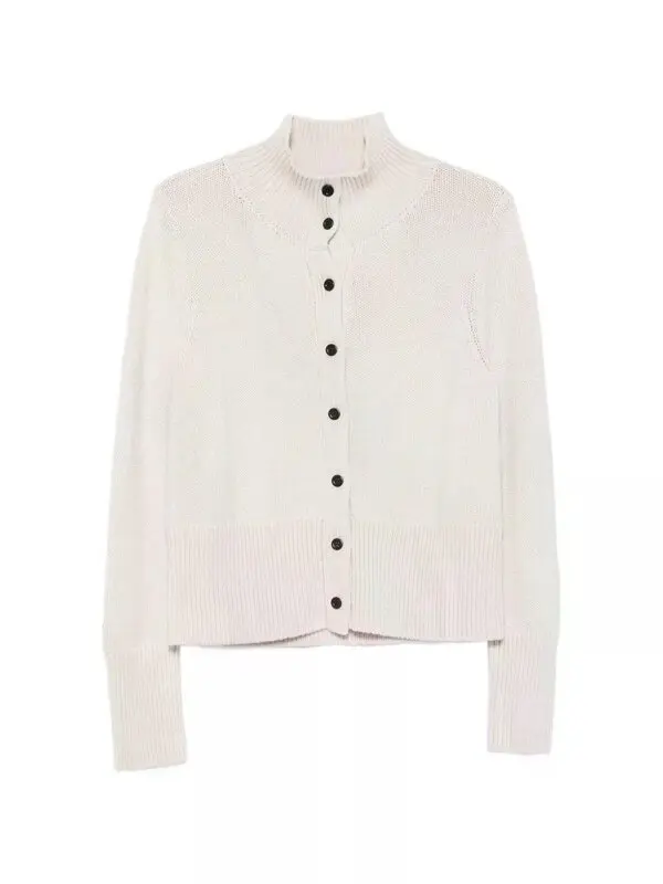 HUGENBERG Ribbed-knit High-neck Cardigan