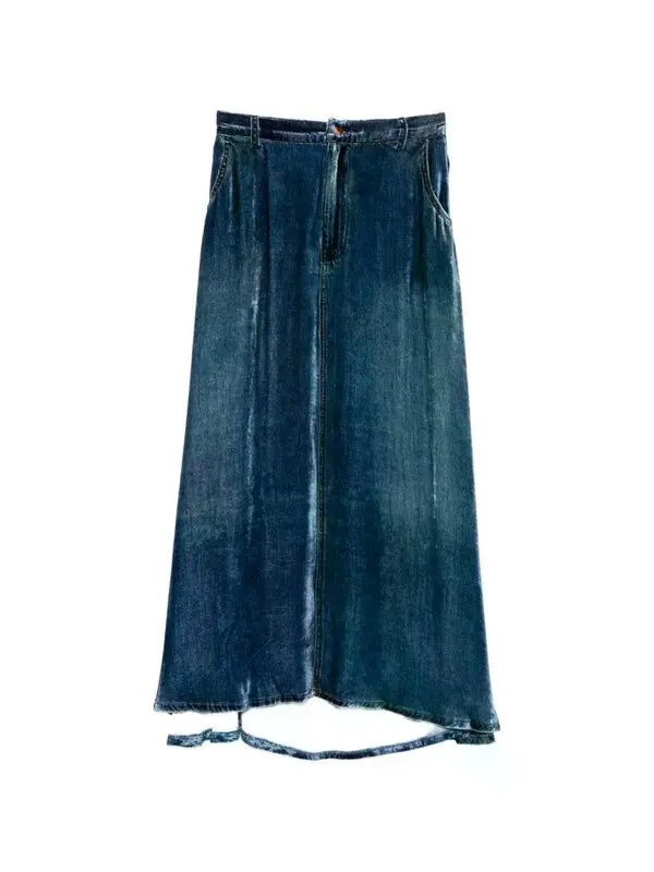 PIERRE-LOUIS MASCIA Kandox Velvet-effect Panelled Midi Skirt - Blue
