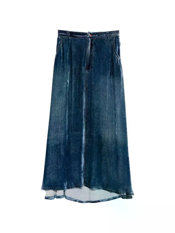 PIERRE-LOUIS MASCIA Kandox Velvet-effect Panelled Midi Skirt - Blue