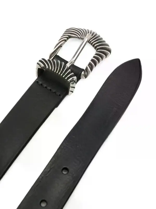 Orciani Engraved-buckle Leather Belt