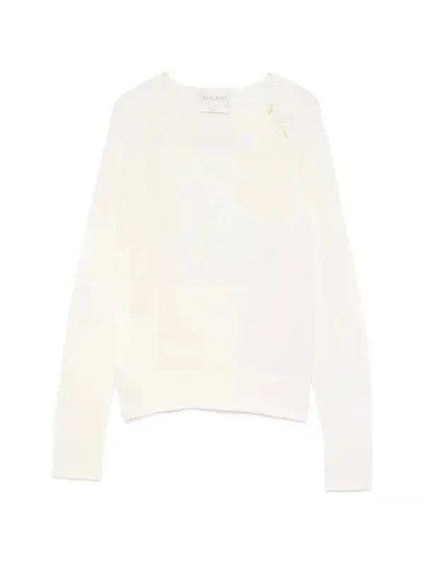 FORTE_FORTE Button-detail Raglan-sleeve Sweater - Neutrals