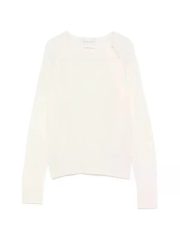 FORTE_FORTE Knitted Crew Neck Raglan Sleeve Sweater With Button Detail