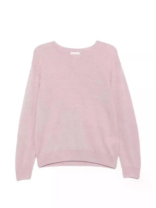 MAISON123 Fine Knit Round Neck Long Sleeve Sweater - Pink