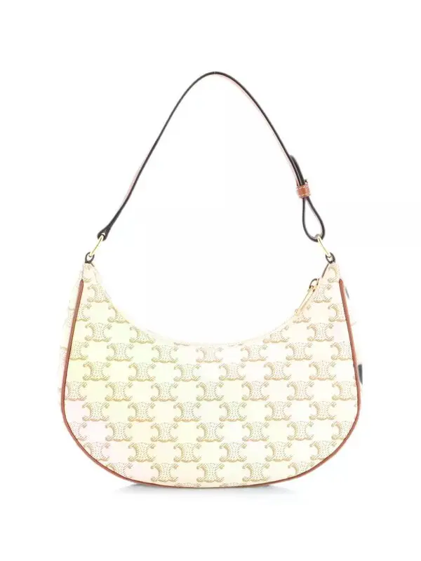 Celine Ava Triomphe Coated Canvas Hobo Bag - White